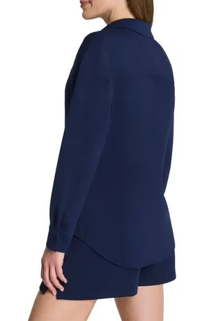 Spanx Oversized Button-up Shirt - Timeless Navy