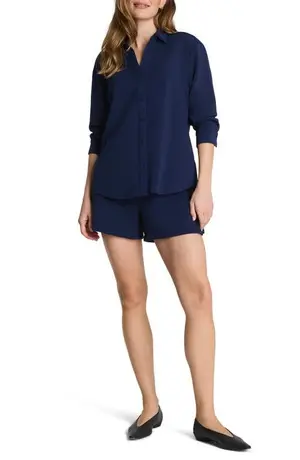 Spanx Oversized Button-up Shirt - Timeless Navy