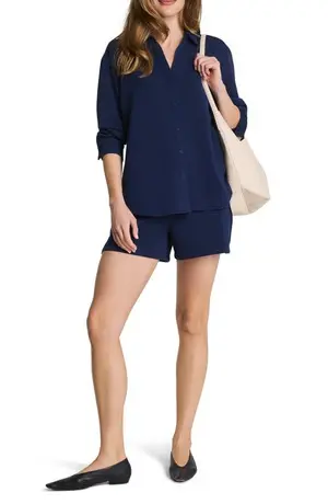 Spanx Oversized Button-up Shirt - Timeless Navy