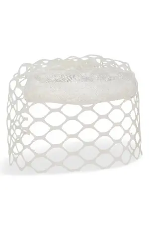 GIGI BURRIS MILLINERY Elodie Hemp Cocktail Hat With Silk Birdcage Veil - Ivory