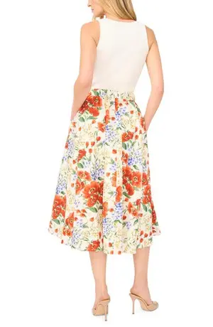 Ted Baker London Floral Print Gathered Midi Skirt