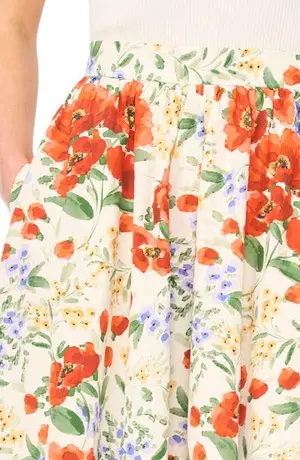 Ted Baker London Floral Print Gathered Midi Skirt