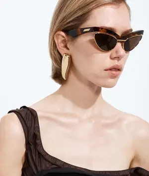 Bottega Veneta Duo Angle Cat Eye Sunglasses - Havana/brown