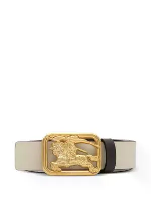 Burberry Reversible Leather Rider Belt With Equestrian Knight Design - Neutrals