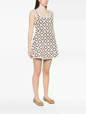 Maje Floral Crochet Square Neck Mini Dress