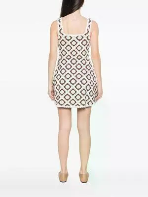 Maje Floral Crochet Square Neck Mini Dress