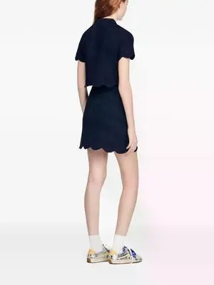 Sandro Scalloped Cropped Polo Top