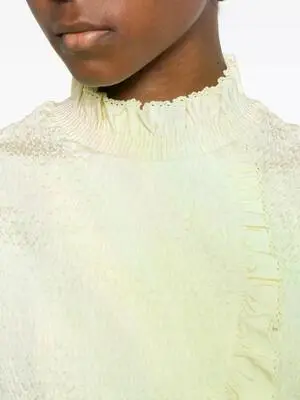 Sandro Mock Neck Ruffled Sleeveless Top