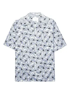 Prada Freesia-print Cotton Blend Bowling Shirt - Blue
