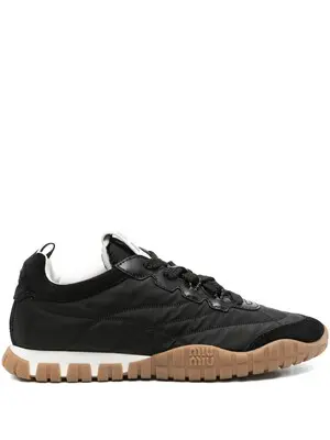 Miu Miu Technical Fabric And Suede Sneakers - Black