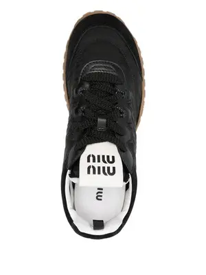 Miu Miu Technical Fabric And Suede Sneakers - Black