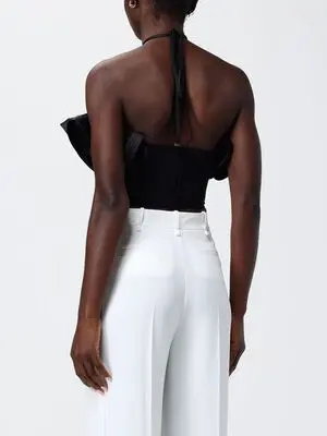 Elisabetta Franchi Off-the-shoulder Ruffled Crepe Top - Black