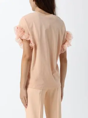 TWINSET Cotton T-shirt With Ruffle Sleeves - Pink