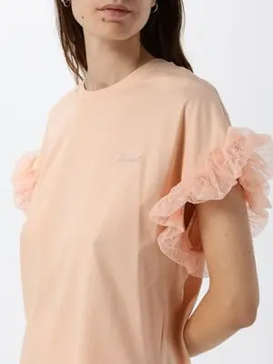 TWINSET Cotton T-shirt With Ruffle Sleeves - Pink