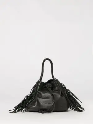 VIC MATIE Leather Bag With Fringes - Black