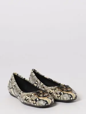 Pinko Love Birds Python Print Leather Ballerinas