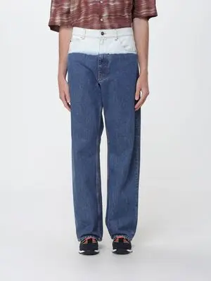 Marni Marni Wide Leg Cotton Jeans With Abstract Pattern Denim
