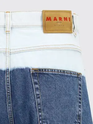 Marni Wide Leg Cotton Jeans With Abstract Pattern - Denim