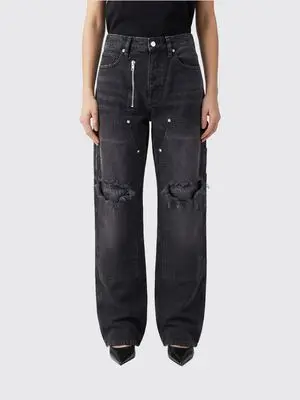 Alexander Wang Distressed Denim Wide Leg Jeans - Black