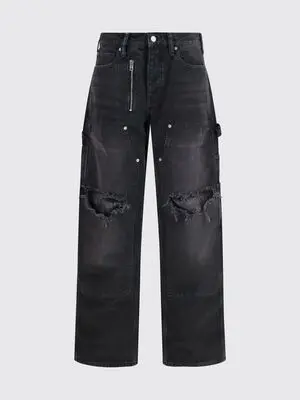 Alexander Wang Distressed Denim Wide Leg Jeans - Black