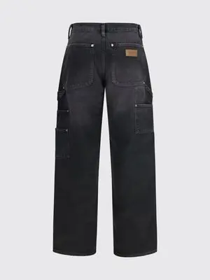 Alexander Wang Distressed Denim Wide Leg Jeans - Black