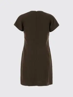 Brunello Cucinelli Viscose And Linen Sheath Mini Dress With Monili Embellishment - Brown