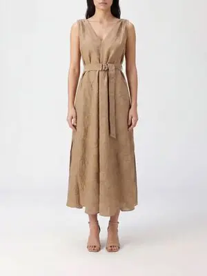 Brunello Cucinelli Belted V-neck Maxi Dress - Brown