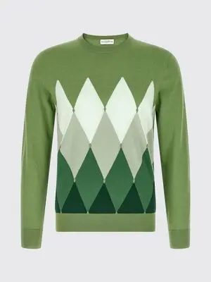 BALLANTYNE Diamond Pattern Cotton And Cashmere Knit Jumper - Green