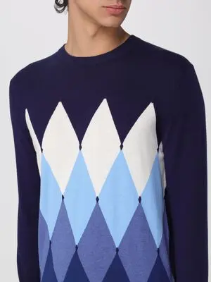 BALLANTYNE Diamond Pattern Cotton And Cashmere Knit Jumper - Sea