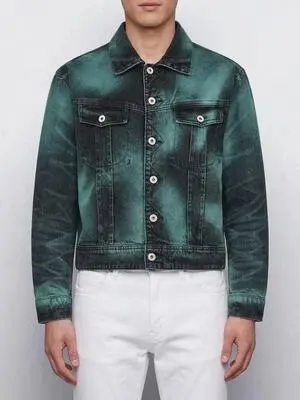 Kenzo Kenzo Cotton Denim Jacket With Abstract Logo Back Grey
