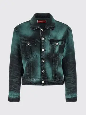 Kenzo Cotton Denim Jacket With Abstract Logo Back - Grey