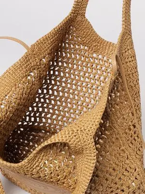 TOD'S Crochet Raffia Shopping Bag - Beige