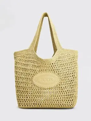 TOD'S Woven Raffia Shoulder Bag - Yellow