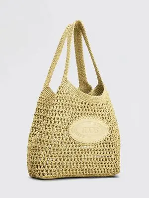 TOD'S Crochet Raffia Shopping Bag - Yellow