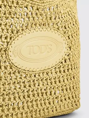 TOD'S Crochet Raffia Shopping Bag - Yellow