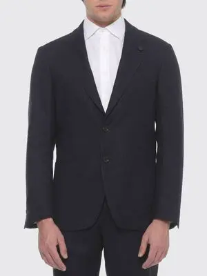 LARDINI Single-breasted Blazer In Virgin Wool And Linen