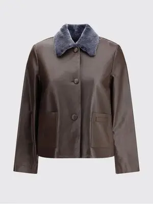 Marni Leather Jacket With Fur Collar - Cocoa
