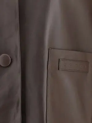 Marni Leather Jacket With Fur Collar - Cocoa