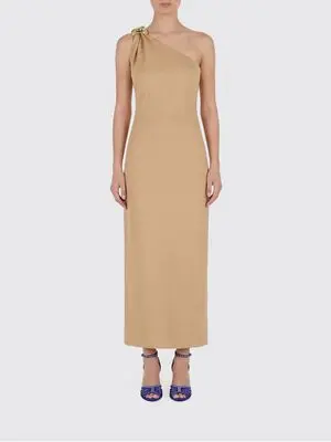 Elisabetta Franchi One-shoulder Knit Dress With Metal Ring Detail - Brown