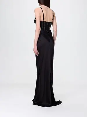 Elisabetta Franchi Satin Corset Dress - Black