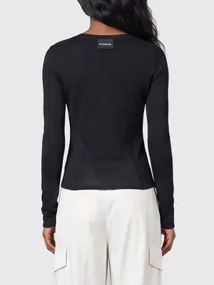 Pinko Viscose Knit Top With Dual Neckline - Black