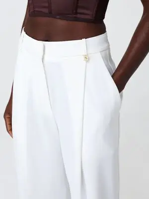 Elisabetta Franchi Tailored Pleated Wide Leg Trousers - Ivory