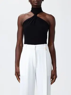 Elisabetta Franchi Stretch Viscose Bodysuit Top - Black