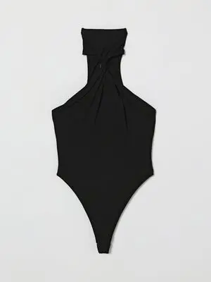 Elisabetta Franchi Stretch Viscose Bodysuit Top - Black