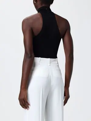 Elisabetta Franchi Stretch Viscose Bodysuit Top - Black