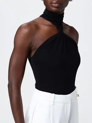 Elisabetta Franchi Stretch Viscose Bodysuit Top - Black
