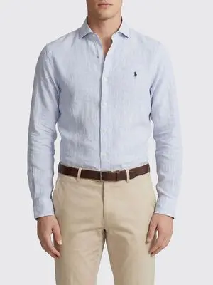 Polo Ralph Lauren Striped Logo Linen Shirt - Blue