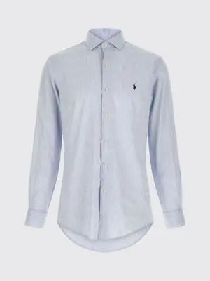 Polo Ralph Lauren Striped Logo Linen Shirt - Blue