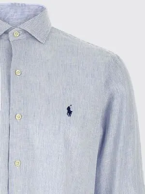 Polo Ralph Lauren Striped Logo Linen Shirt - Blue