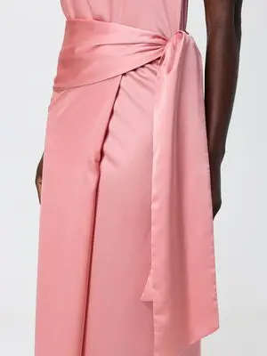 HANITA Asymmetrical Satin Wrap Dress